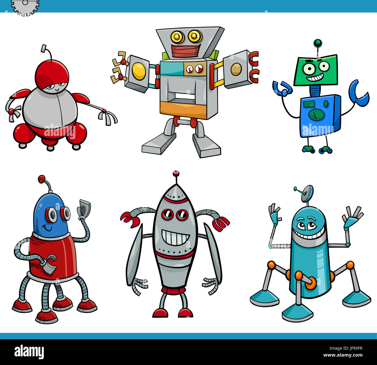 robot cartoon characters set Stock Photo - Alamy