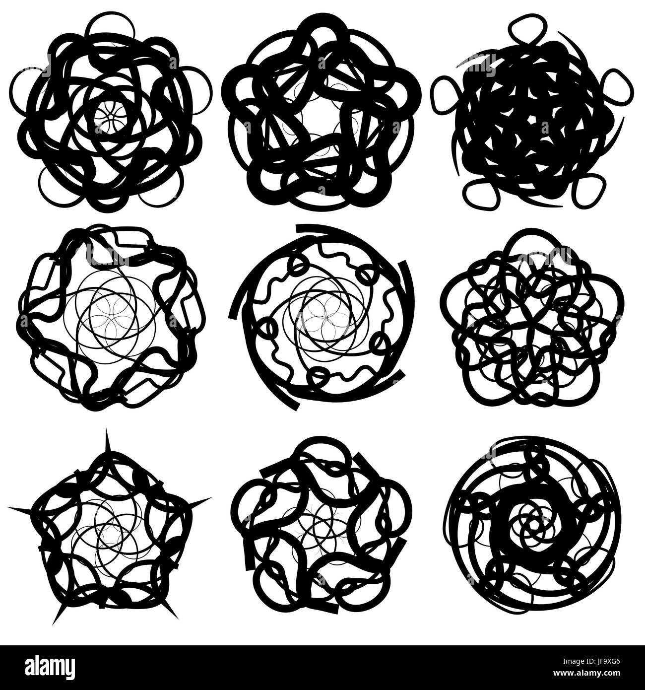 Ornamental Circle Symbols Isolated on White Background Stock Vector ...