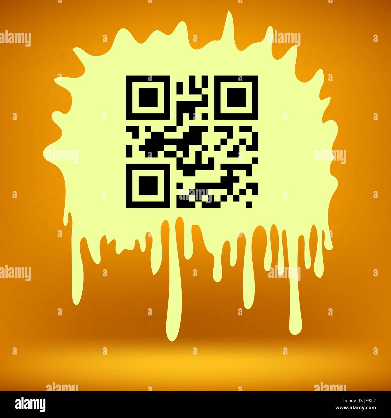 Yellow Blot with QR Code Isolated on Orange Background Stock Vector ...
