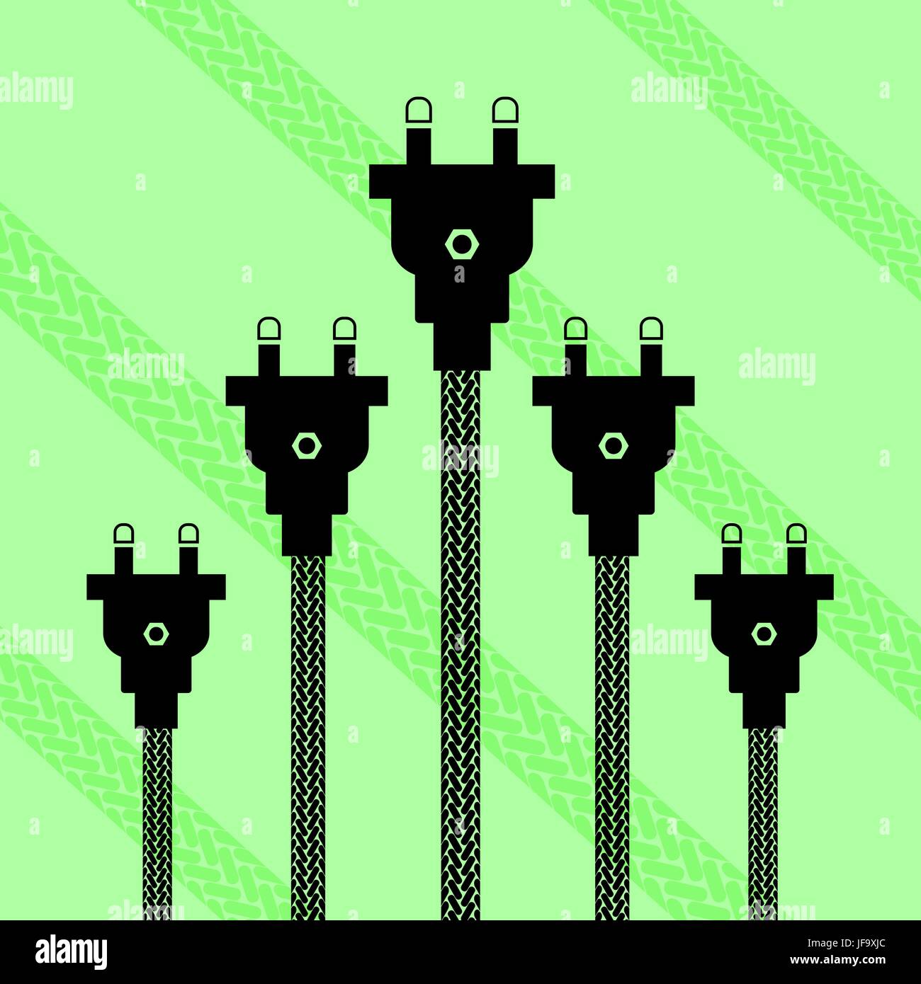 Set of Electric Plugs Concept on Green Background Stock Vector Image ...