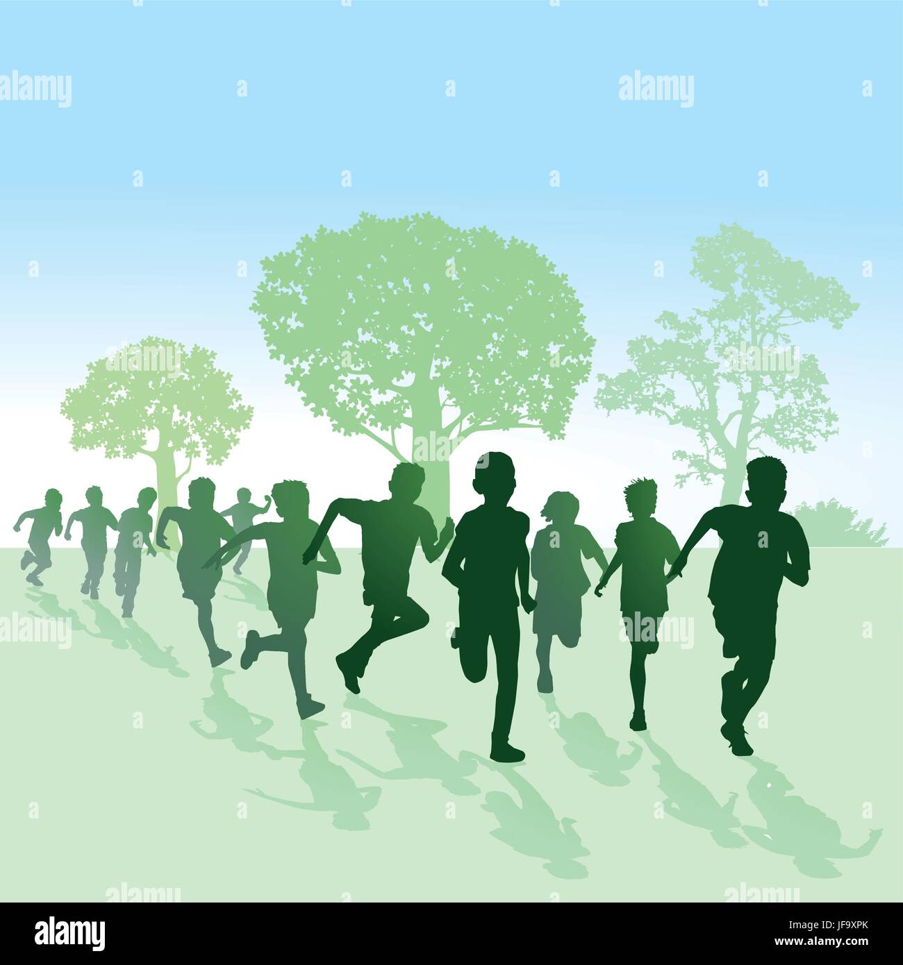 children running in nature Stock Vector Image & Art - Alamy