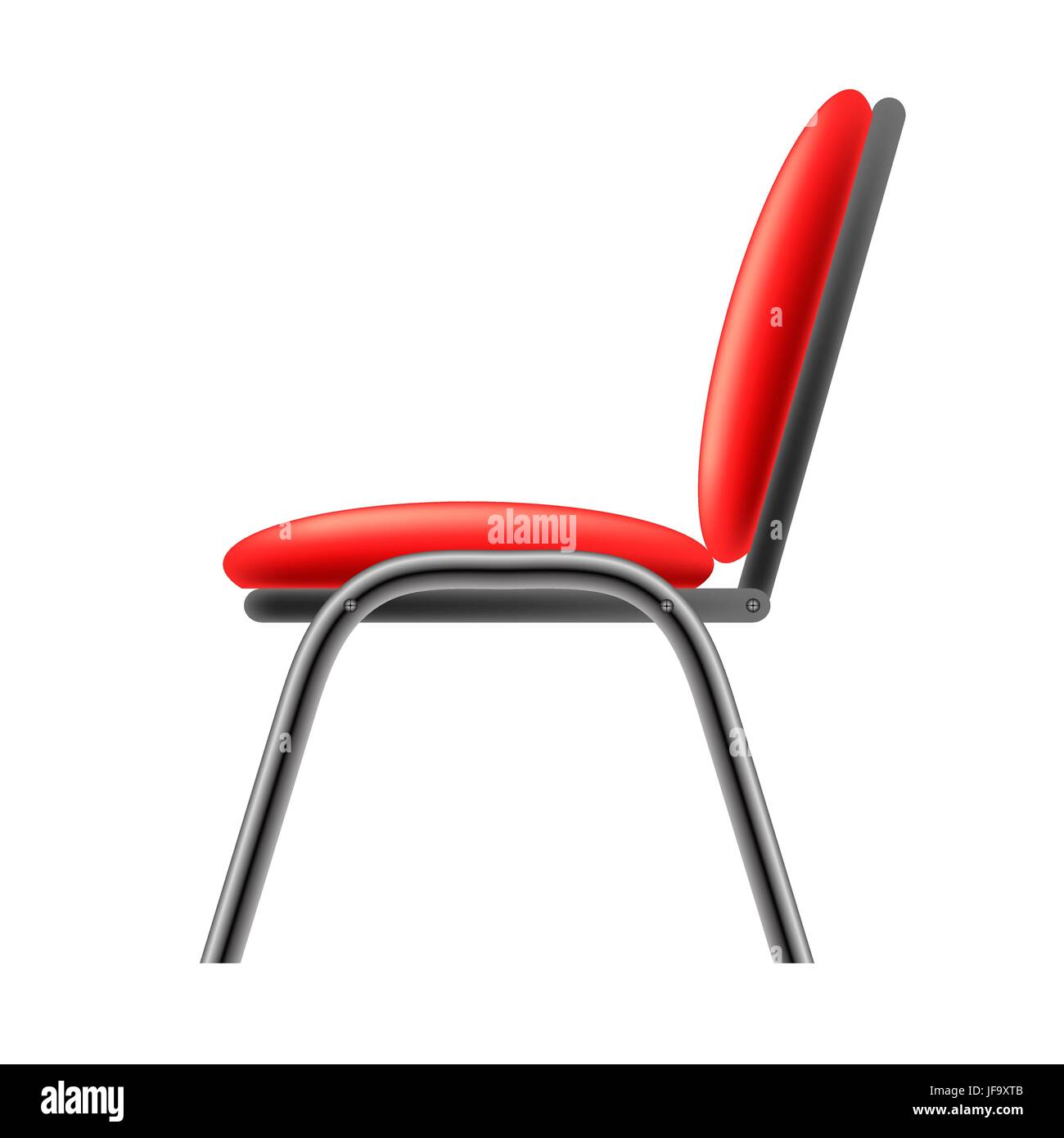 Single Red Office Chair Isolated on Whitwe Background. Side View Stock ...