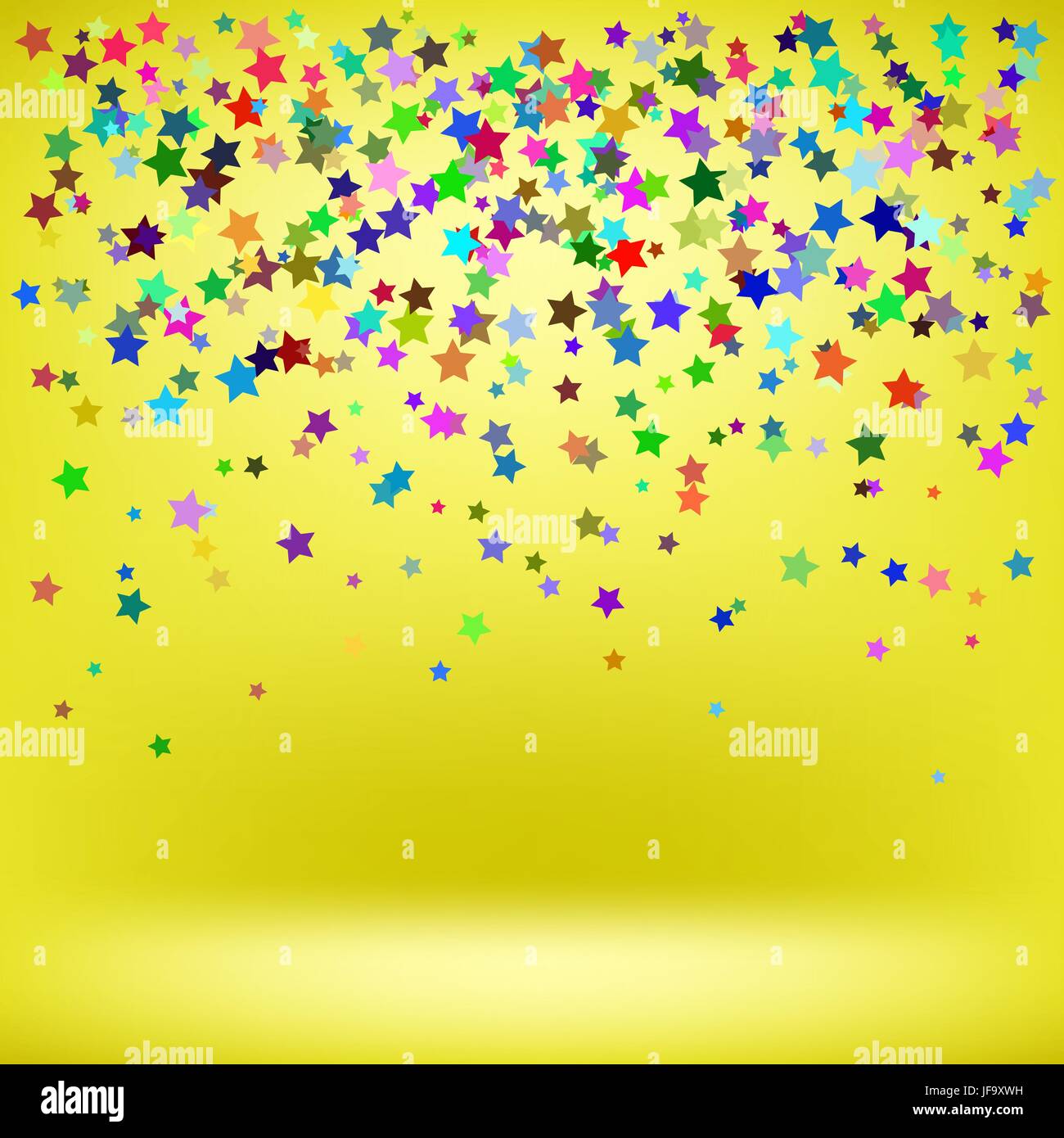 Set of Colorful Stars on Yellow Background. Starry Pattern Stock Vector ...