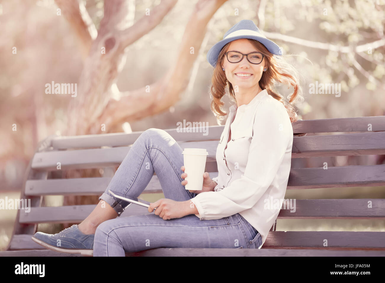Sitting on the bench Stock Photo - Alamy