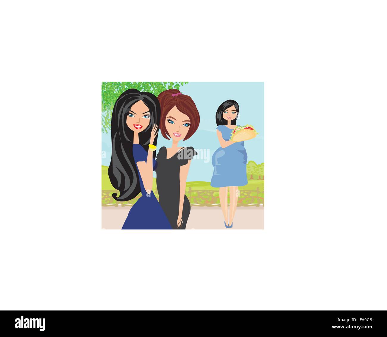 Two young friends women Stock Vector Images - Alamy