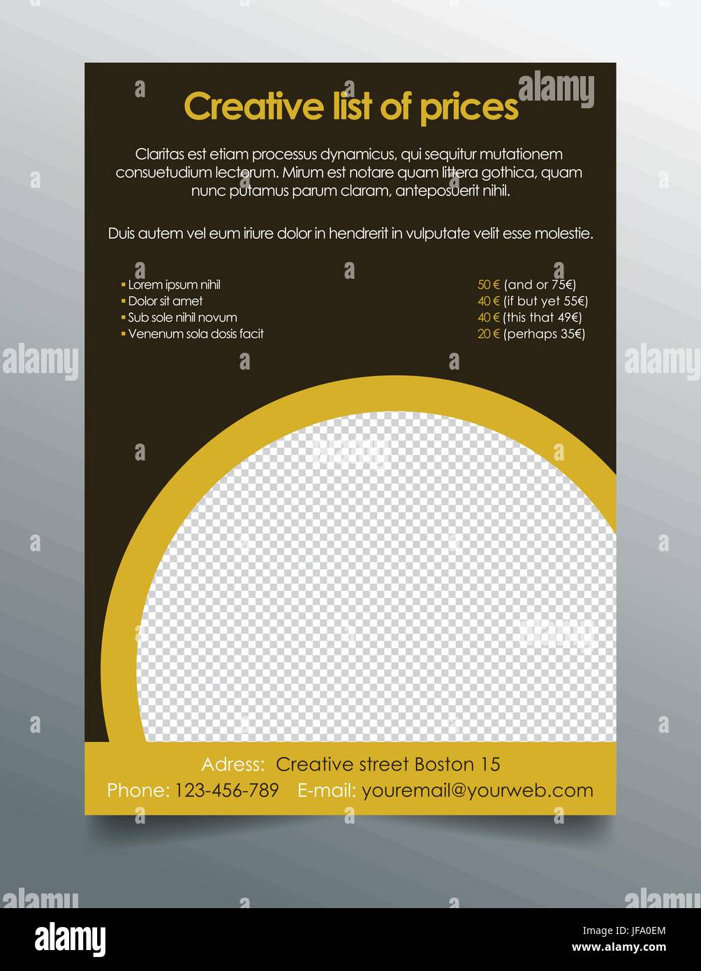 Simple price list template Stock Vector Image & Art - Alamy