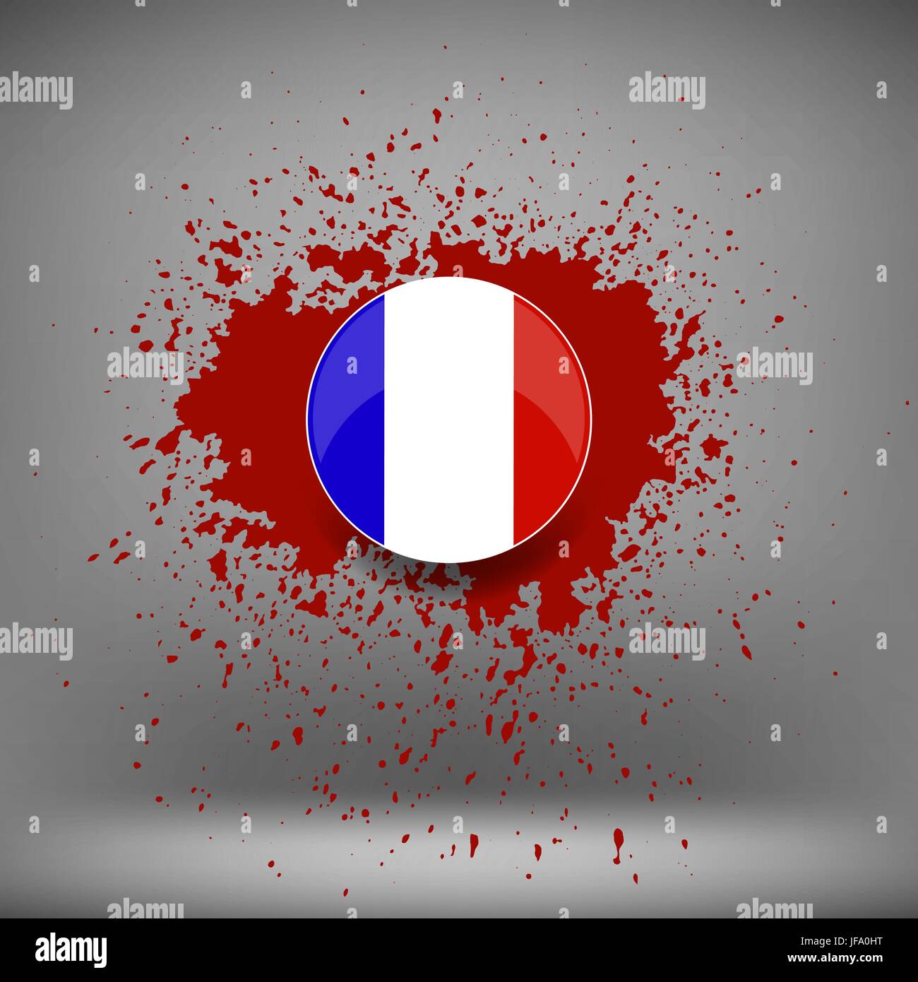 French Icon and Blood Splatter on Soft Grey Background Stock Vector ...