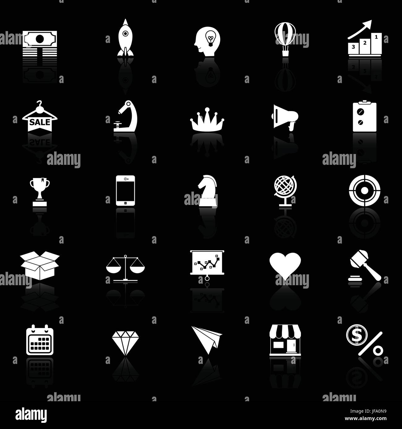 Marketing strategy icons with reflect on black Stock Vector Image & Art ...