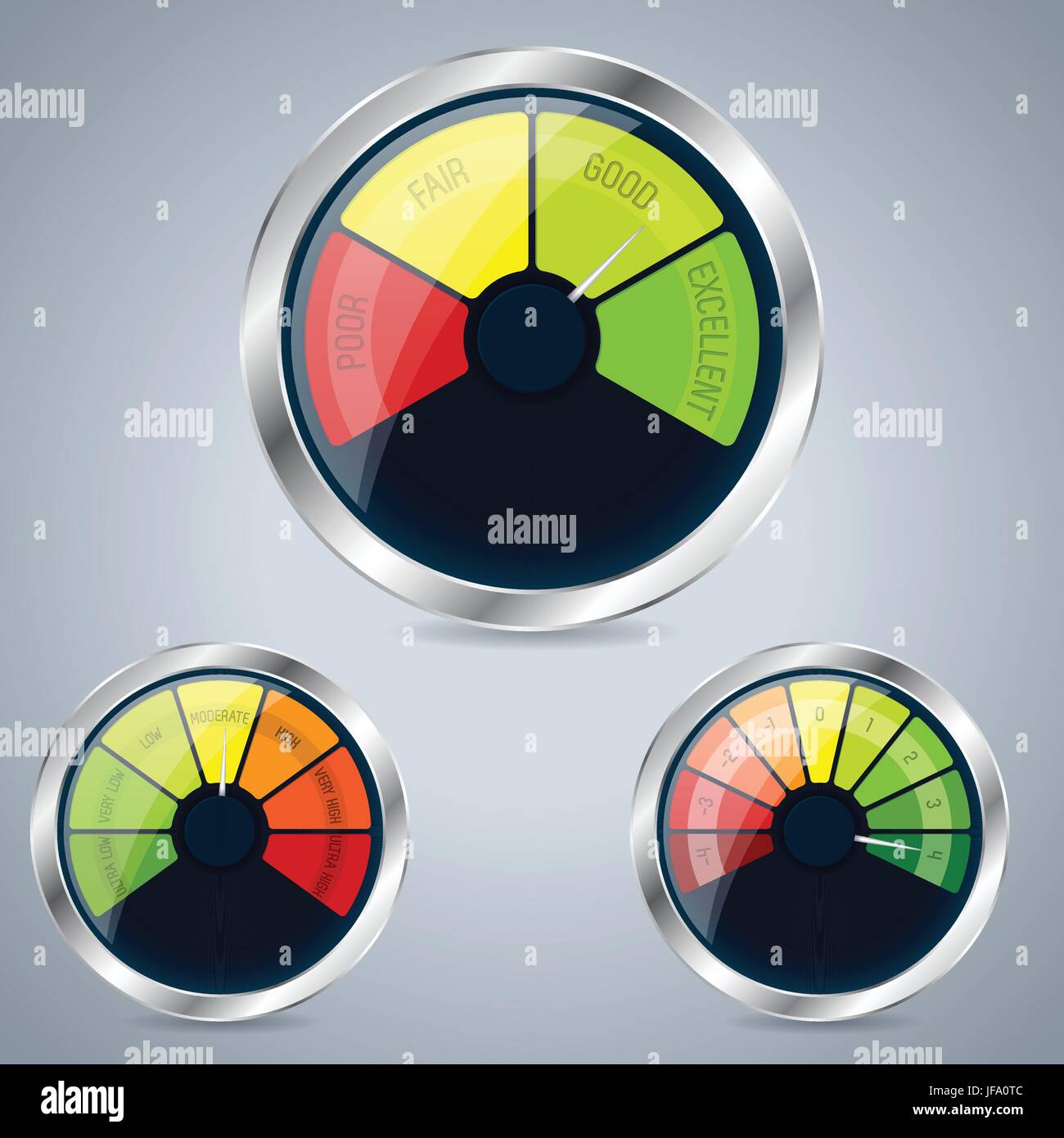 Rating meter design set of three Stock Vector Image & Art - Alamy