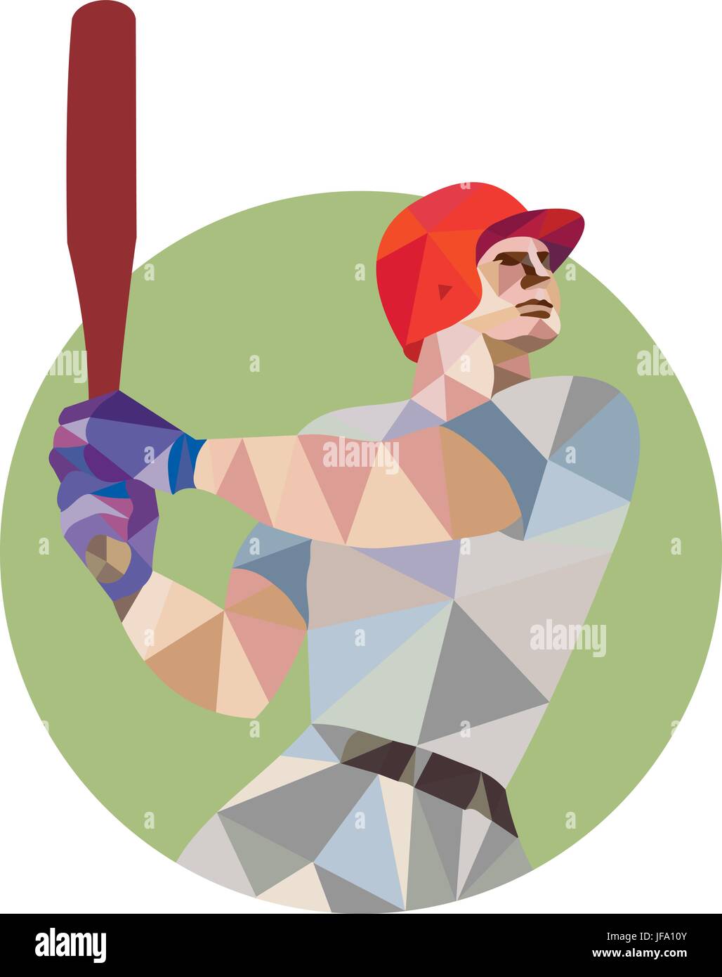 Baseball Batter Batting Circle Low Polygon Stock Vector Image & Art - Alamy