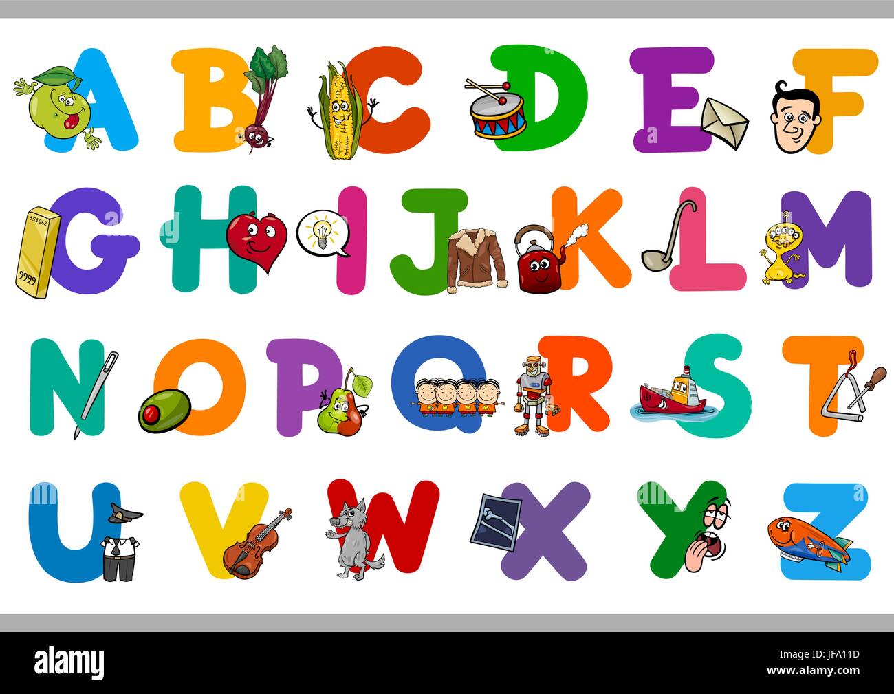 educational cartoon alphabet for kids Stock Vector Image & Art - Alamy