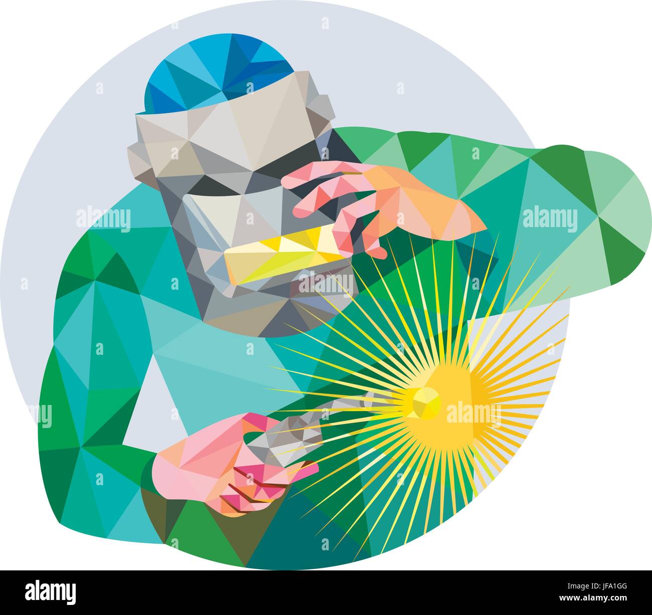 Welder worker holding welding Stock Vector Images - Alamy