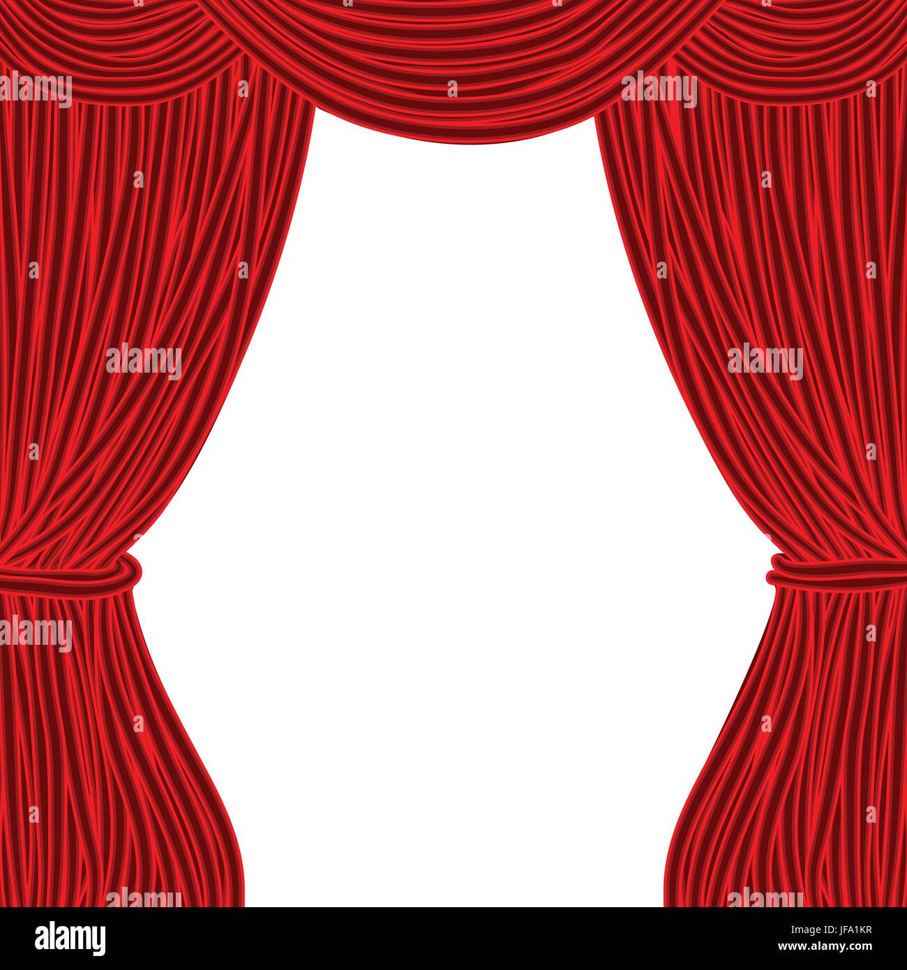 Red square theater curtain isolated on white background Stock Vector ...