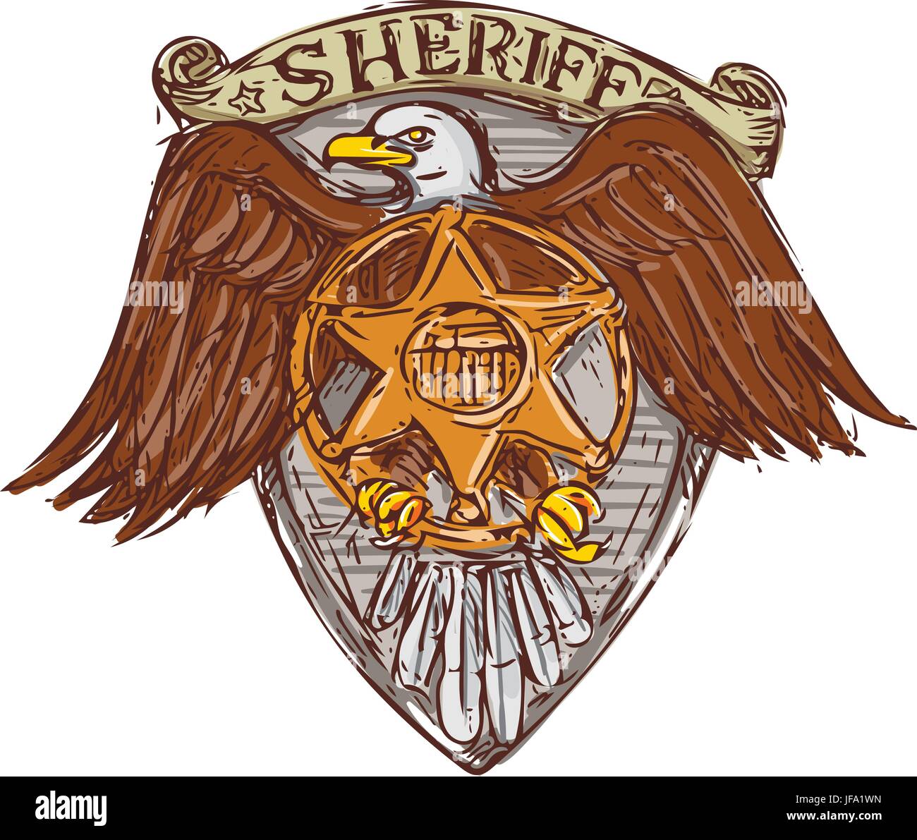 Sheriff Badge American Eagle Shield Drawing Stock Vector Image And Art