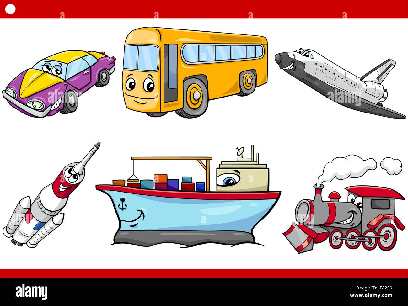 cartoon vehicle caracters set Stock Vector Image & Art - Alamy