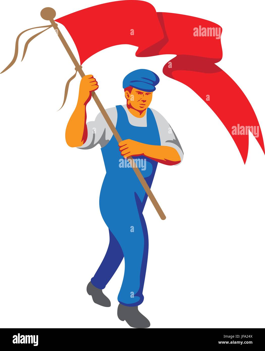 Worker Marching Flag Bearer WPA Stock Vector Image & Art - Alamy