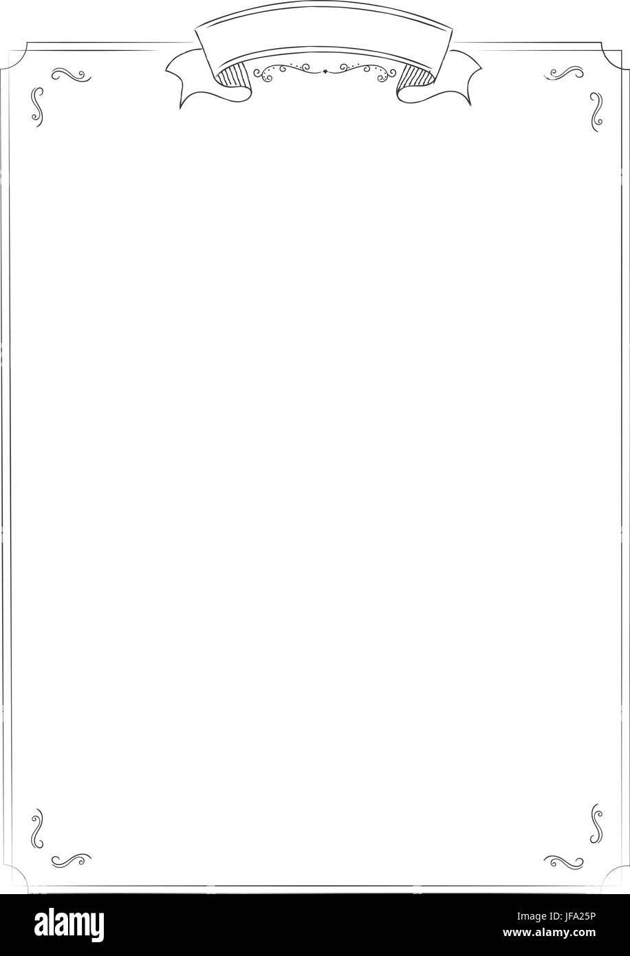 White background with classic border and ribbon Stock Vector Image ...