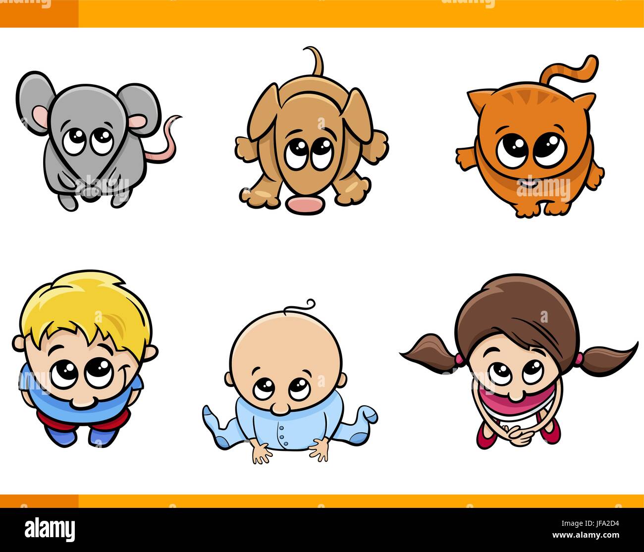 kids and pets cartoon set Stock Vector Image & Art - Alamy