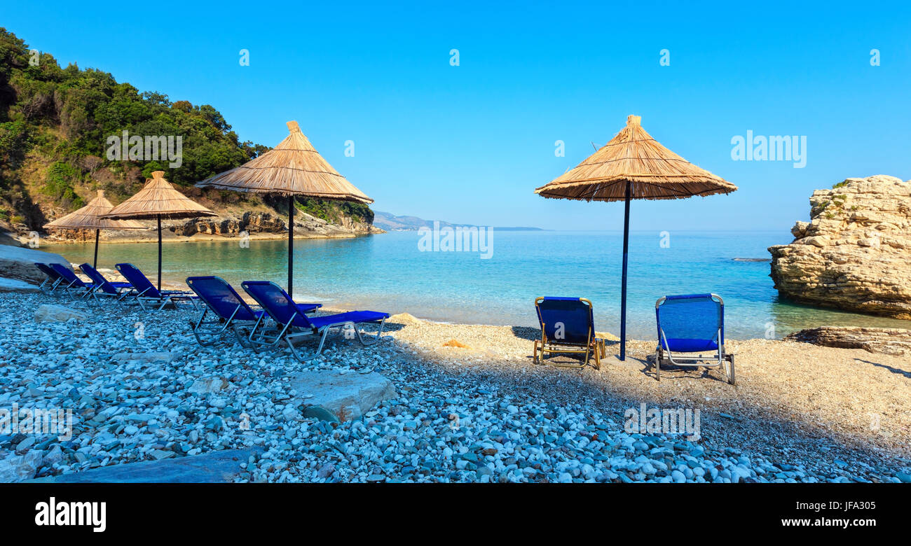 Summer morning Pulebardha beach (Albania Stock Photo - Alamy