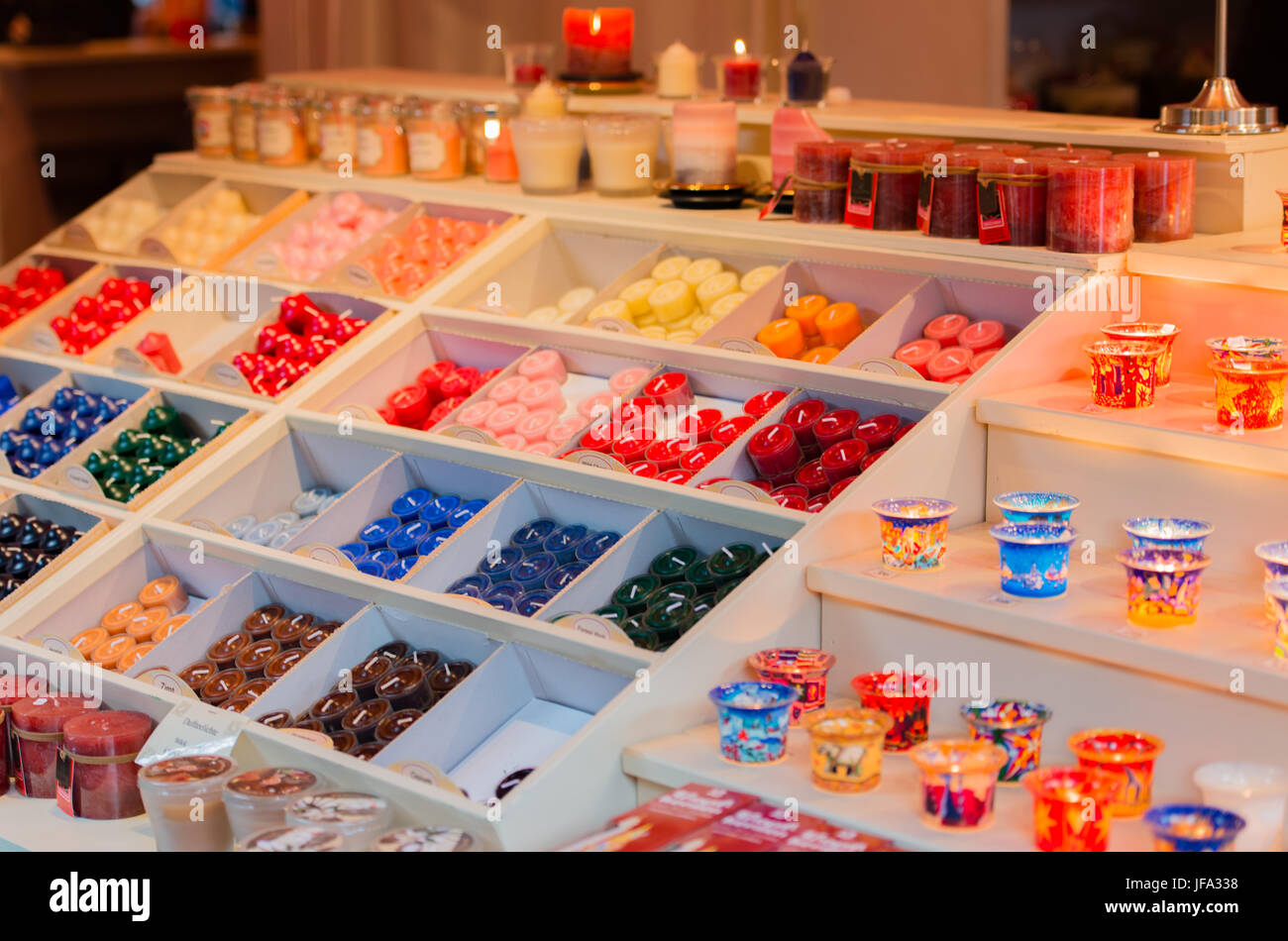 Candle sale on a Christmas market Stock Photo - Alamy