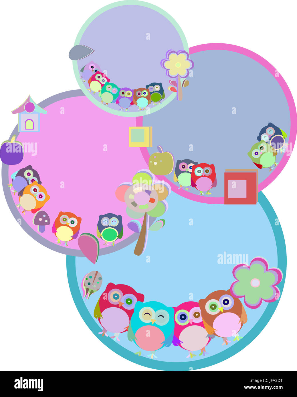 set of cute owls with different expressions Stock Photo - Alamy