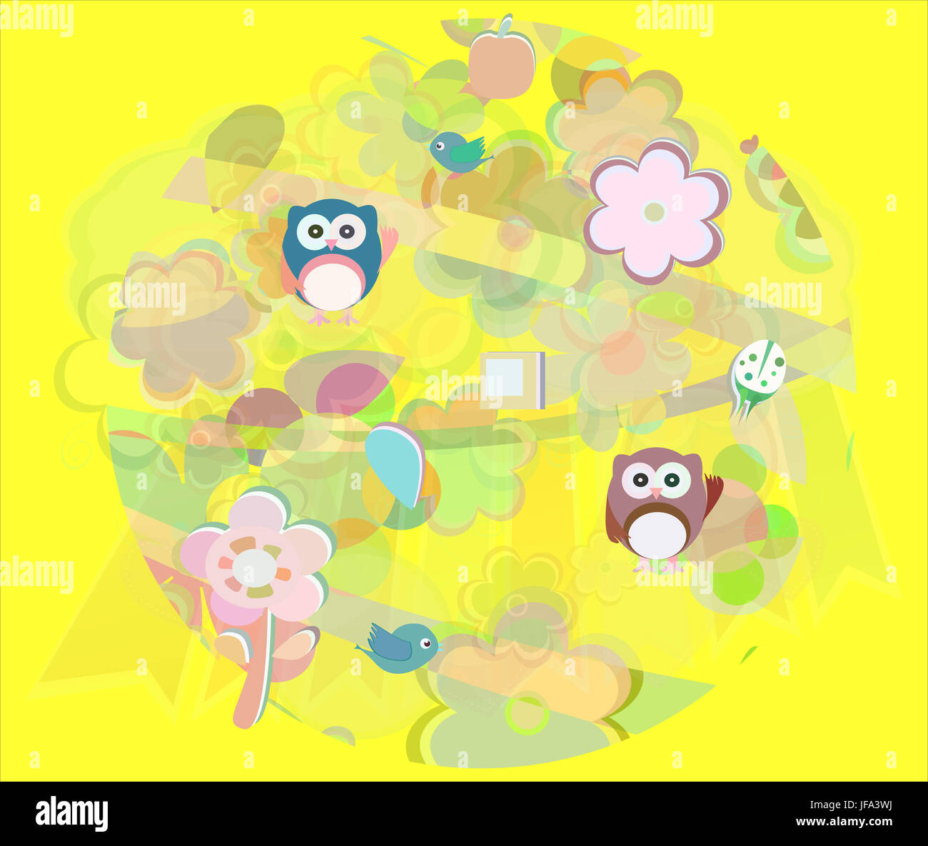 Cute kids cartoon flowers birds hi-res stock photography and images - Alamy