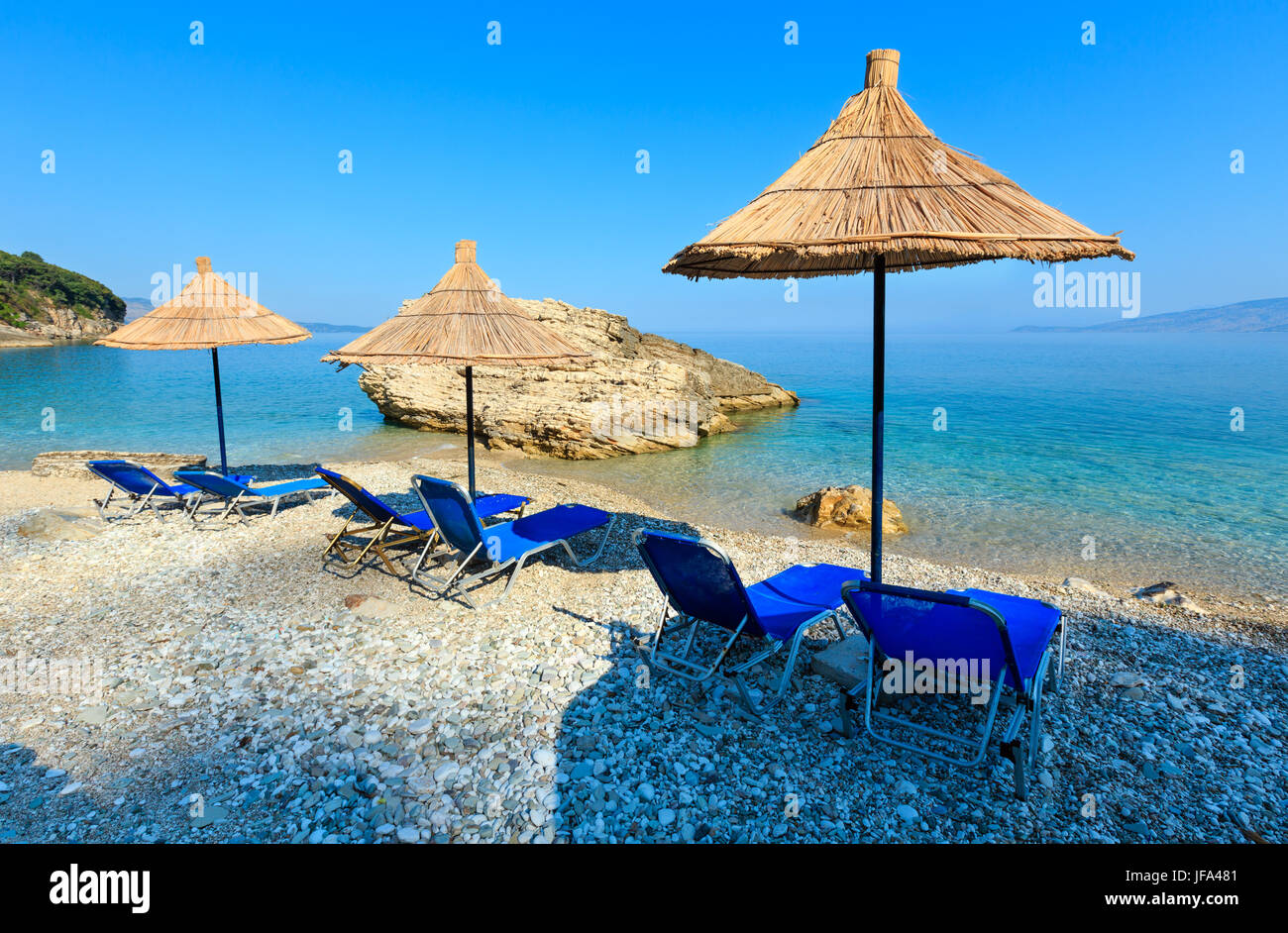 Summer morning Pulebardha beach (Albania Stock Photo - Alamy
