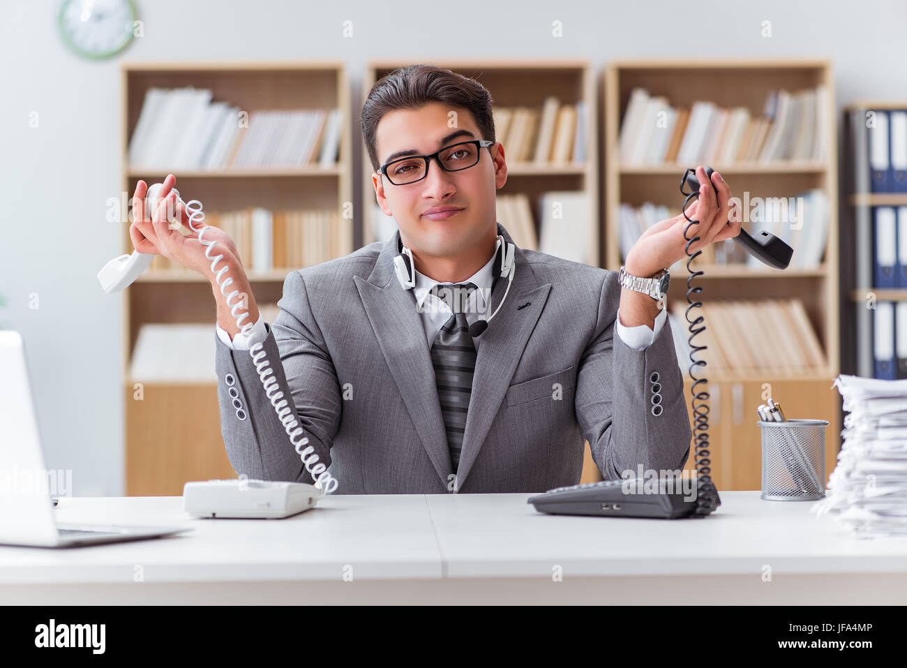 Angry call centre operator hi-res stock photography and images - Alamy