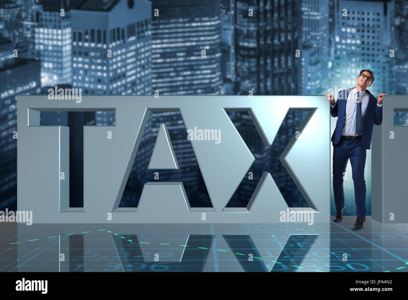 Businessman in high taxes concept Stock Photo - Alamy