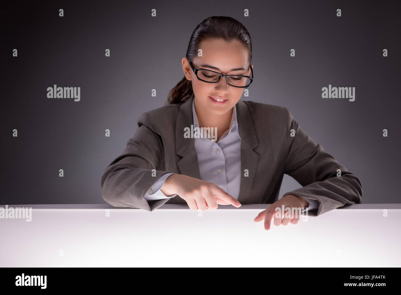 Girl pushing table hi-res stock photography and images - Alamy