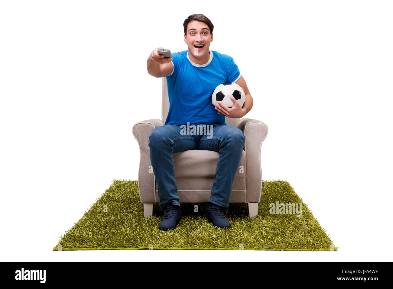 Watching soccer game on Cut Out Stock Images & Pictures - Alamy