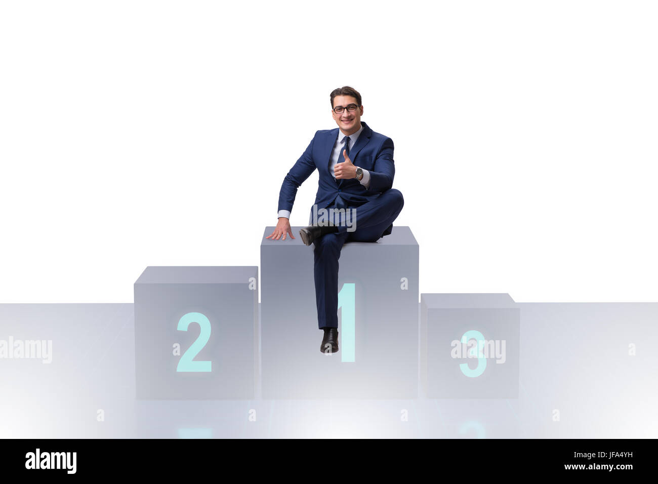 Businessman taking first place in competition Stock Photo - Alamy