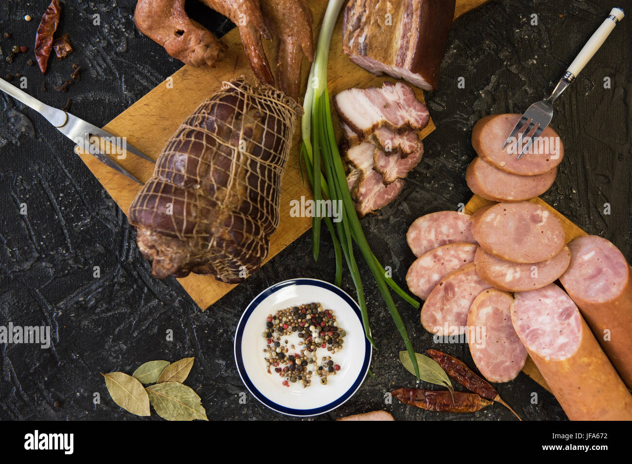 Set of different meat food Stock Photo - Alamy