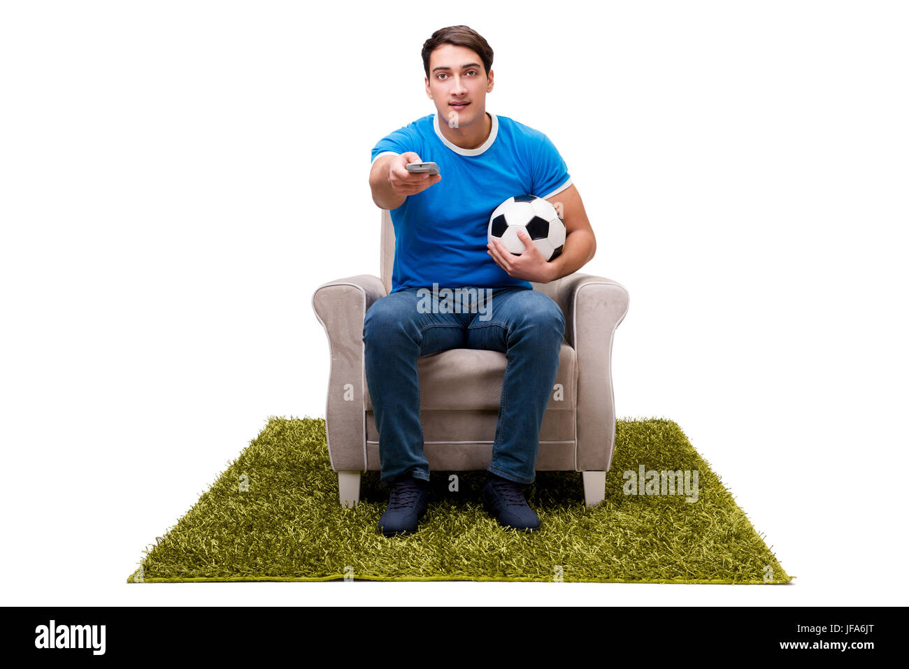 Sofa man television football Cut Out Stock Images & Pictures - Alamy