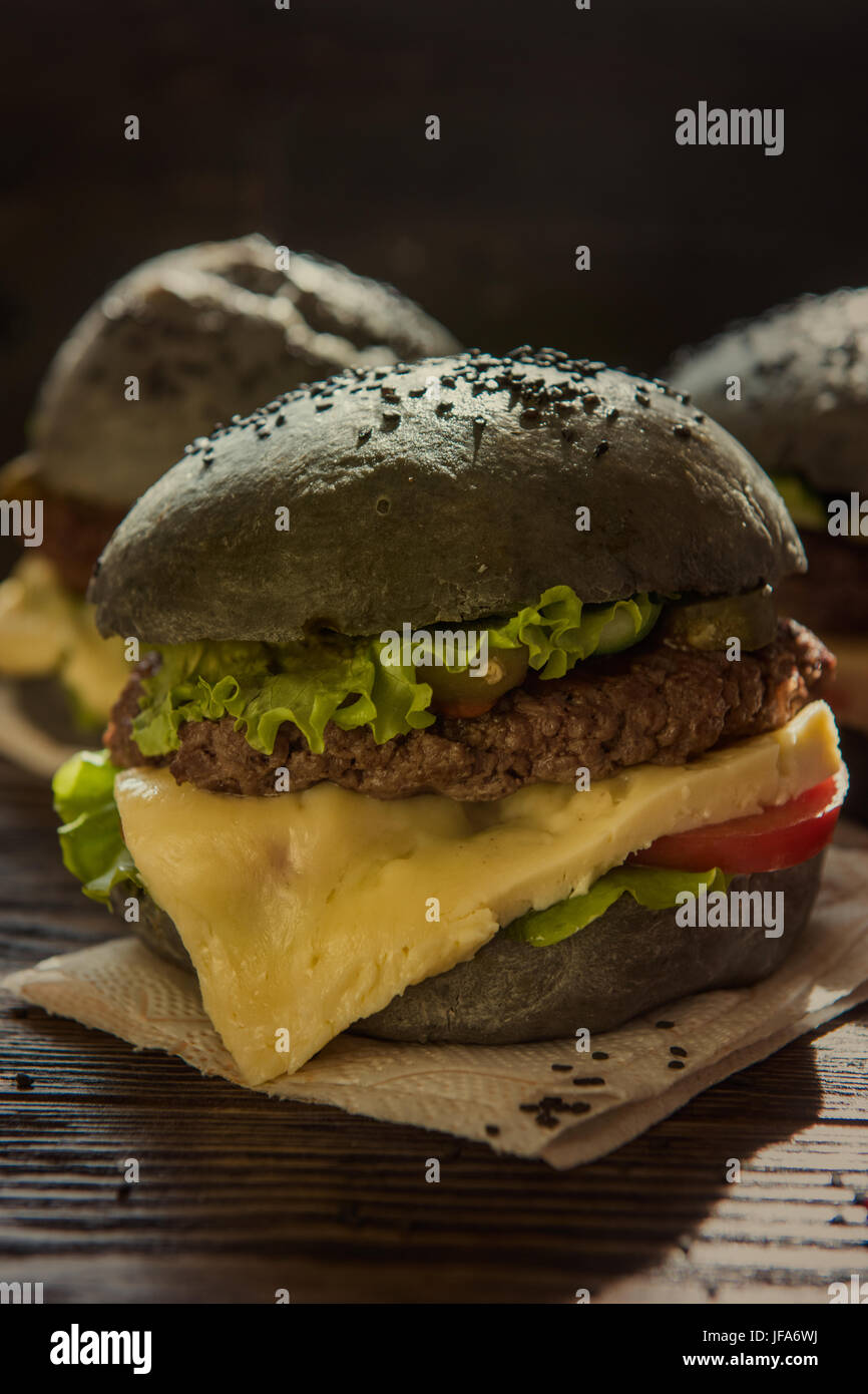 Big Black burger Stock Photo - Alamy