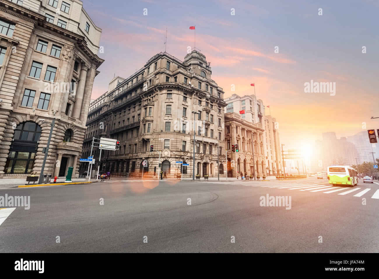 old shanghai of the bund in sunset Stock Photo - Alamy