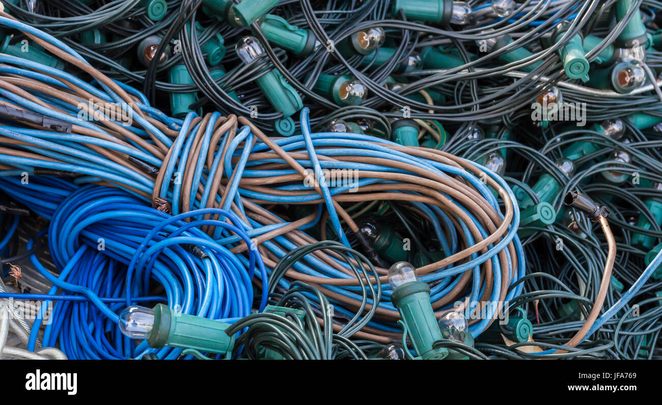 Tangled christmas string lights hi-res stock photography and images - Alamy