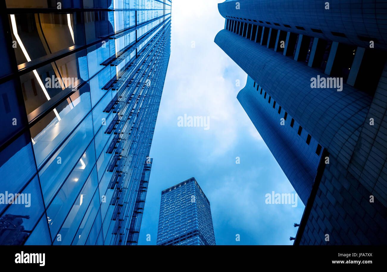 Commercial buildings at night in Hong Kong Stock Photo - Alamy