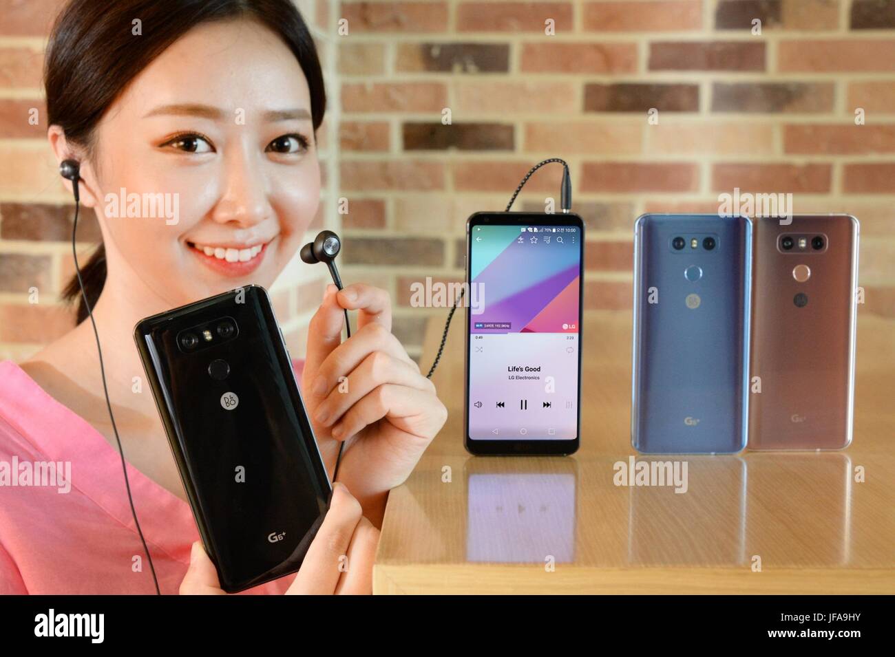 LG's new G6 smartphone models A model displays new models of LG Electronics Inc.'s flagship G6 ...