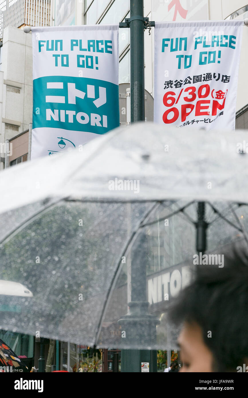 Tokyo, Japan. 30th june, 2017. Nitori signboards on display outside its ...