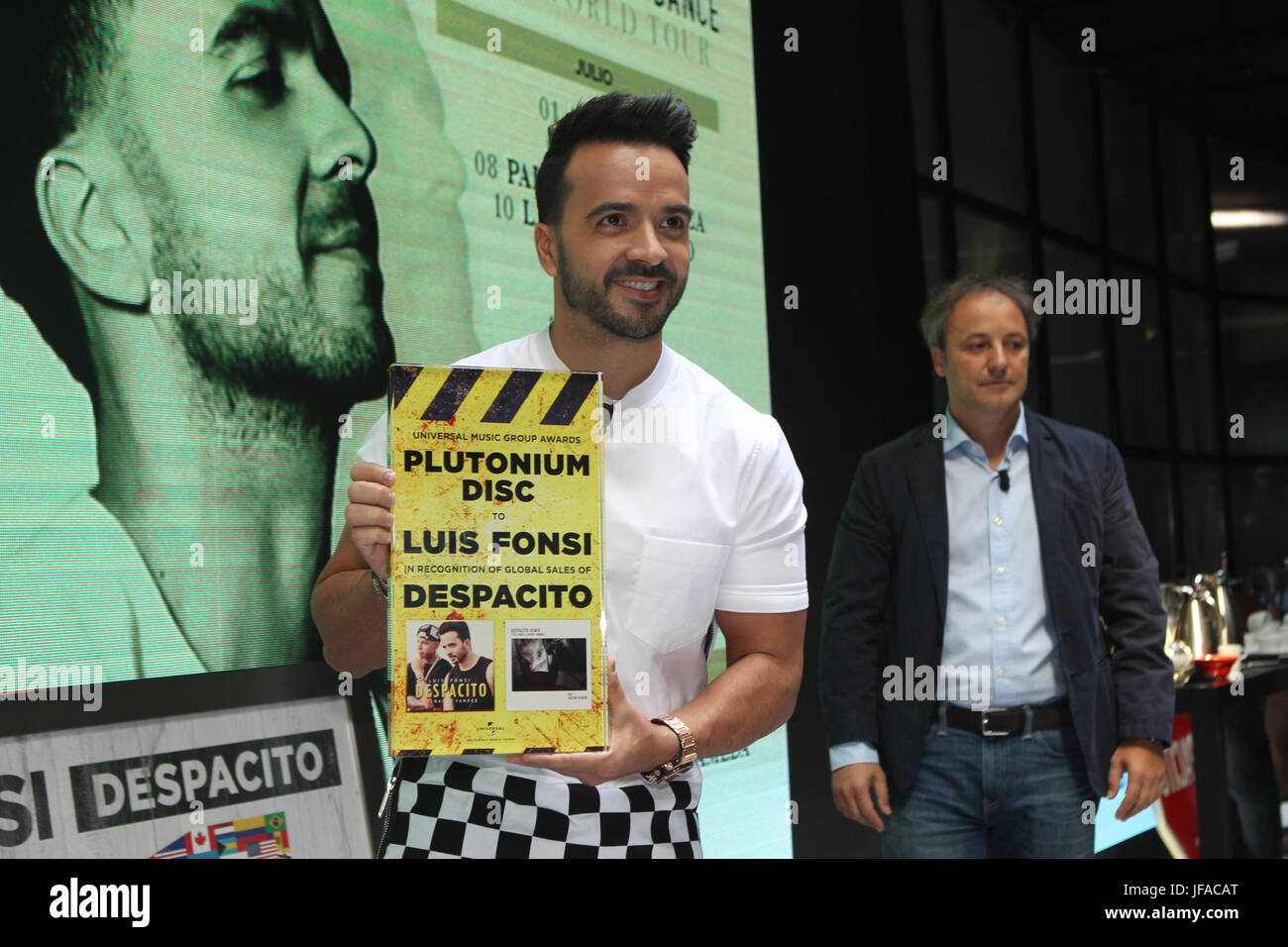Singer Luis Fonsi,Narcis Rebollo during the presentation of his tour ...