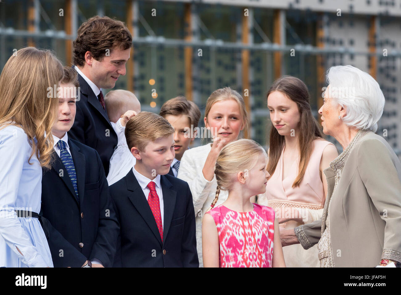 King Albert, Queen Paola, King Philippe, Queen Mathilde, Princess ...
