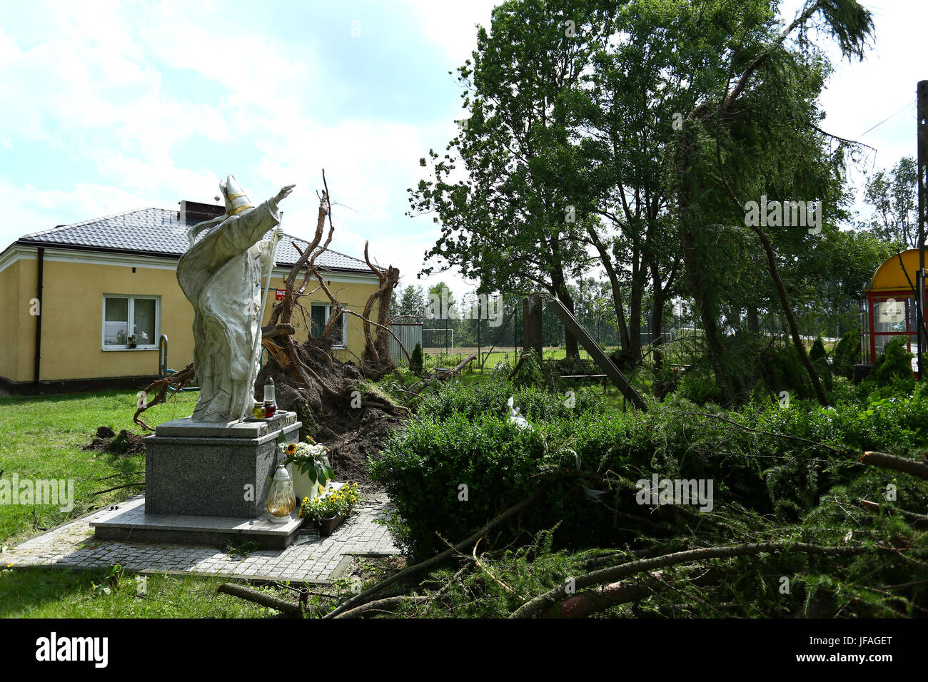 Mazovia, Poland. 30th June, 2017. Storm unrooted trees in Mazovia ...