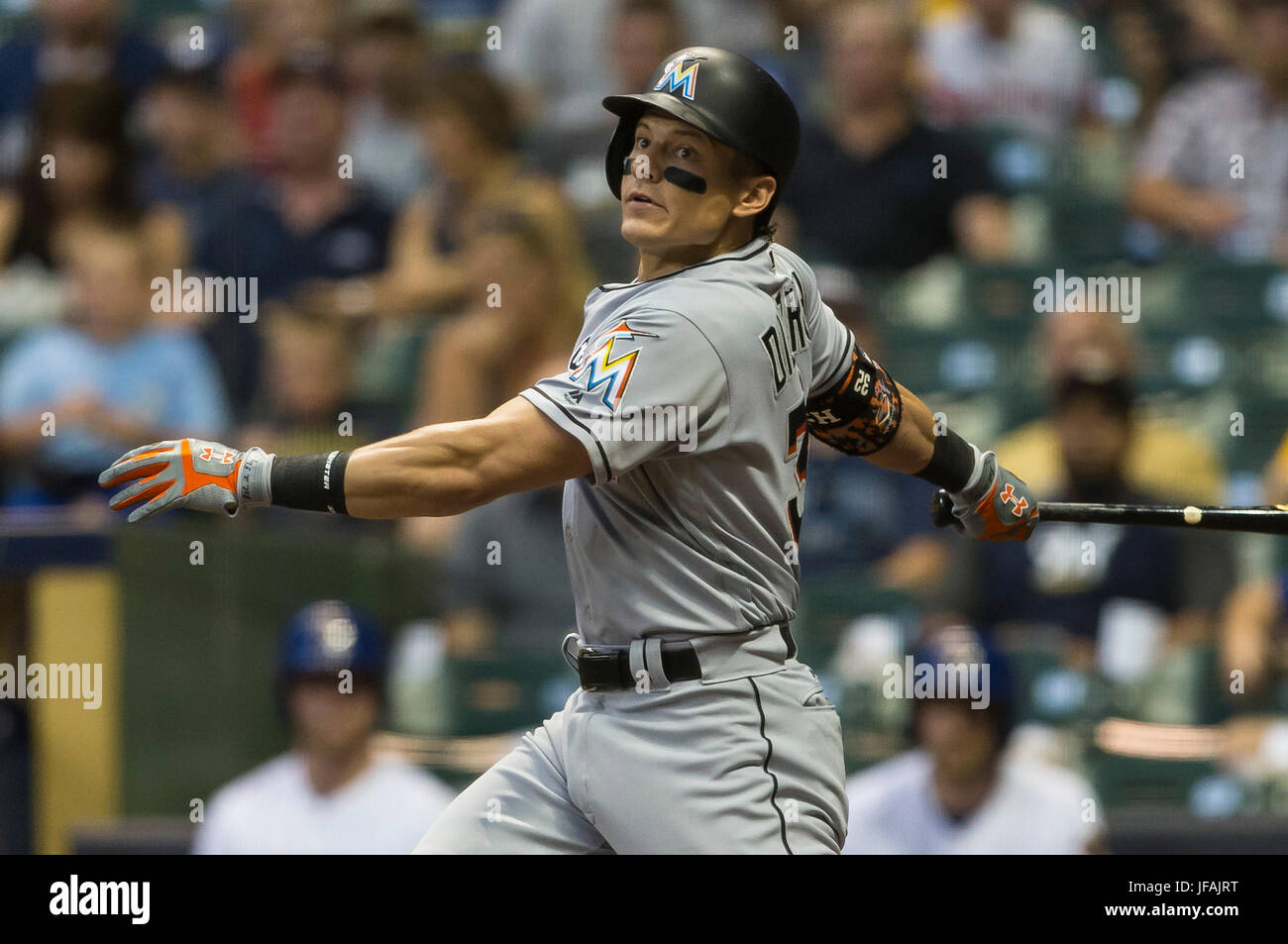 Milwaukee, WI, USA. 30th June, 2017. Miami Marlins third baseman Derek ...