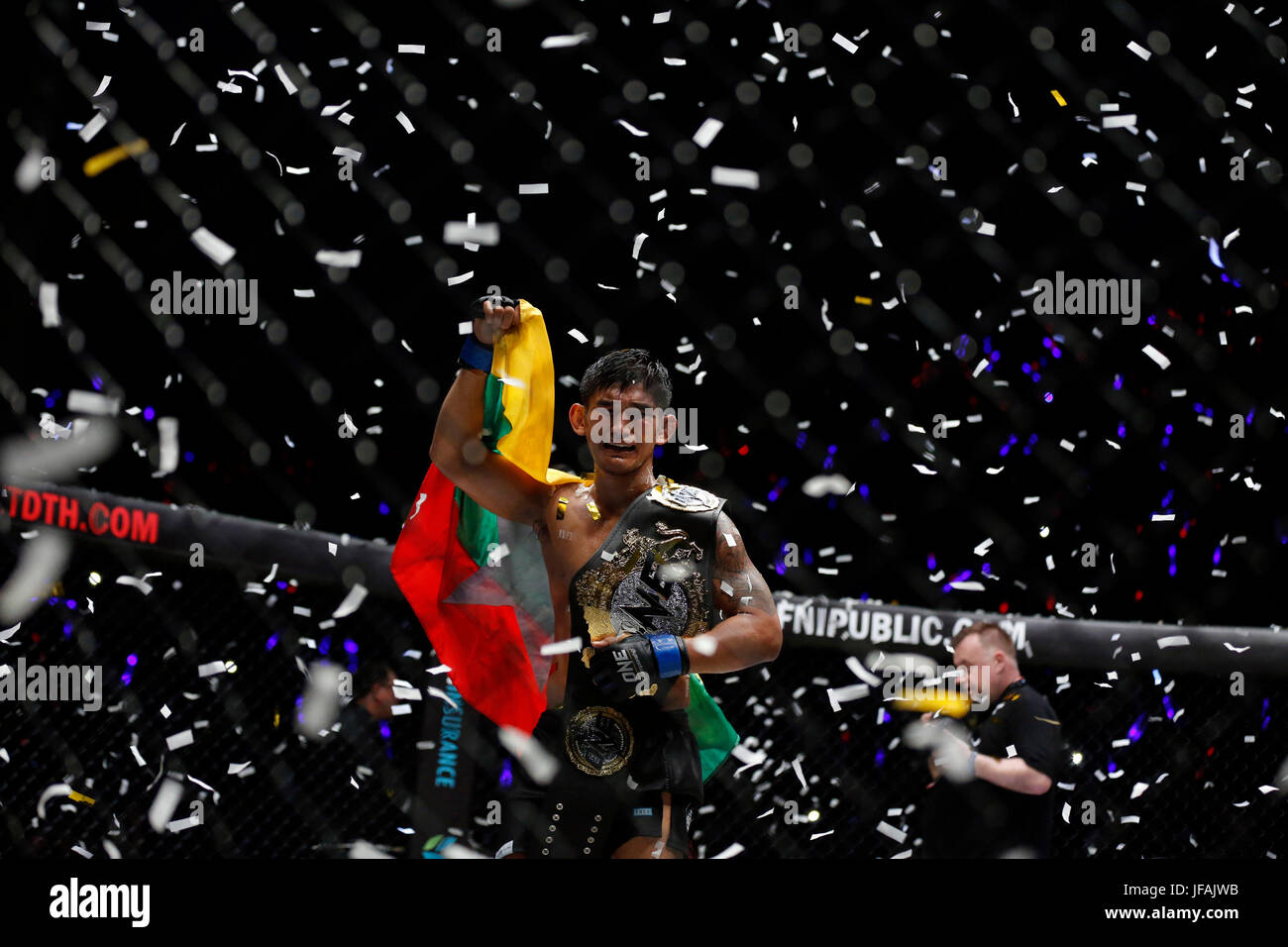 Yangon, Myanmar. 30th June, 2017. Mixed Martial Arts (MMA) fighter Aung ...