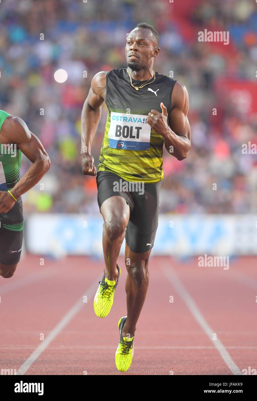 Usain Bolt (JAM) wins the 100m 10.06 during the 56th Ostrava Golden ...
