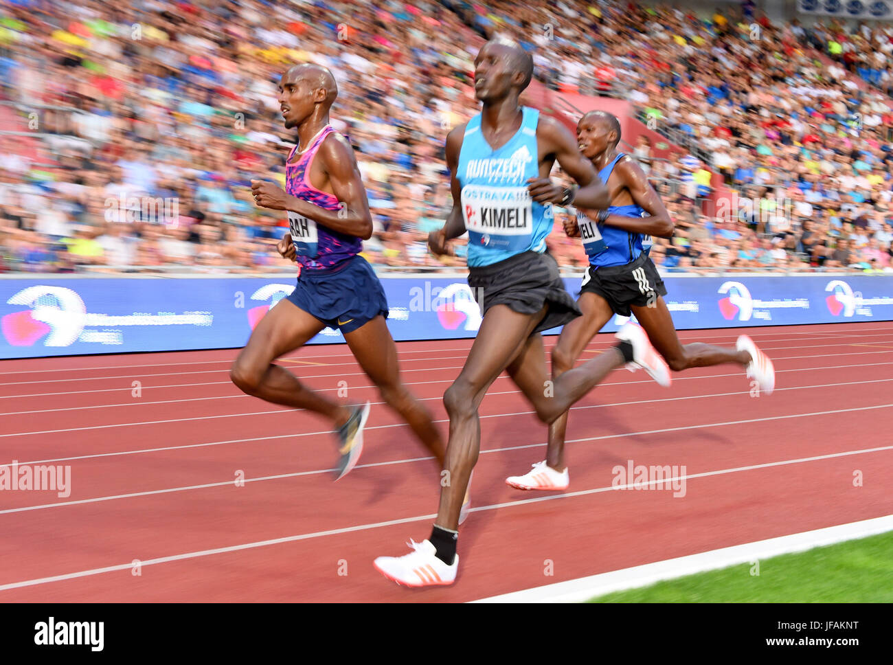 Mo Farah aka Mohamed Farah (GBR), Bernard Kimeli (KEN) and Mathew ...