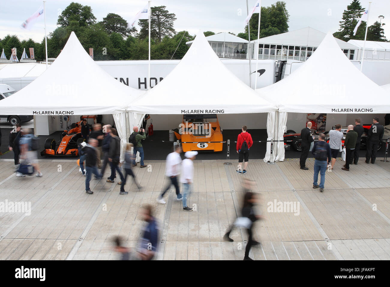 Goodwood, UK. 1st July, 2017. spectators start to arrive in the paddock ...