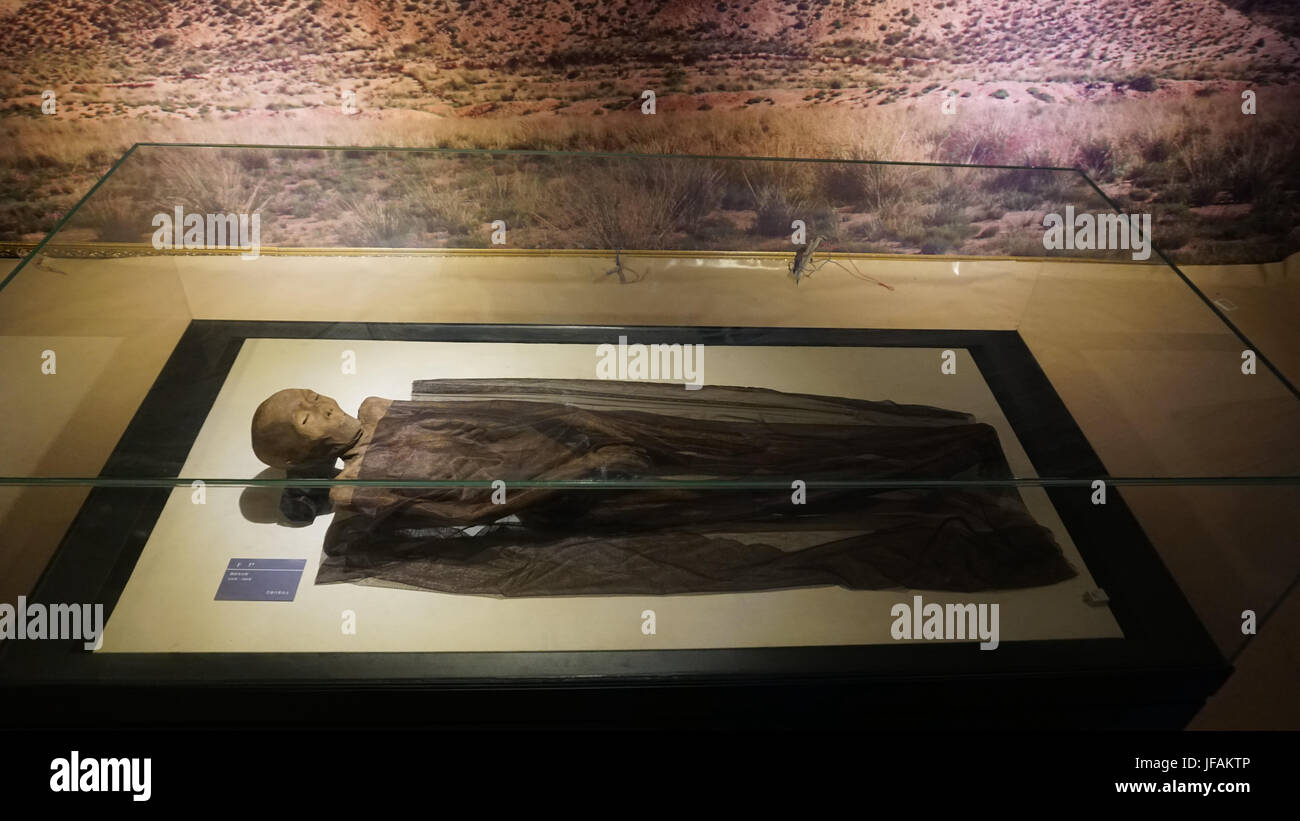 Delingha, China's Qinghai Province. 13th June, 2017. A mummy is ...