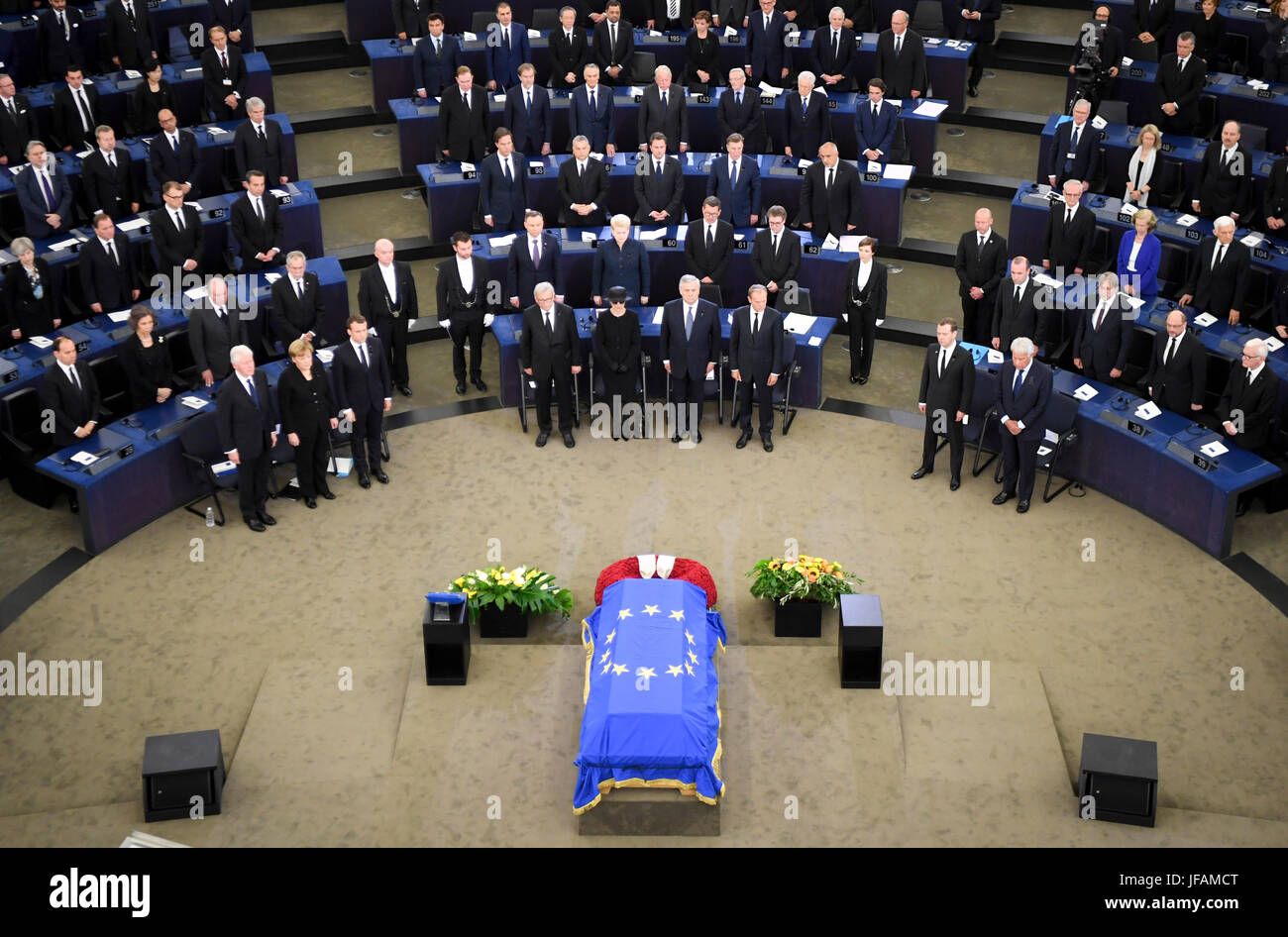 Strasbourg, France. 1st July, 2017. The coffin with former German ...